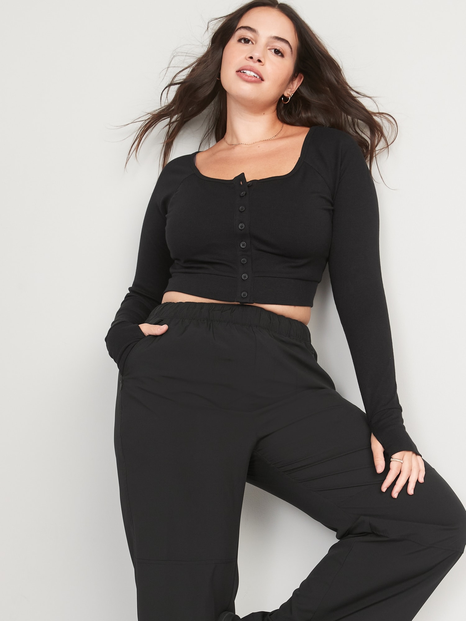 Long-Sleeve UltraLite Rib-Knit Ultra-Cropped Cardigan Top | Old Navy