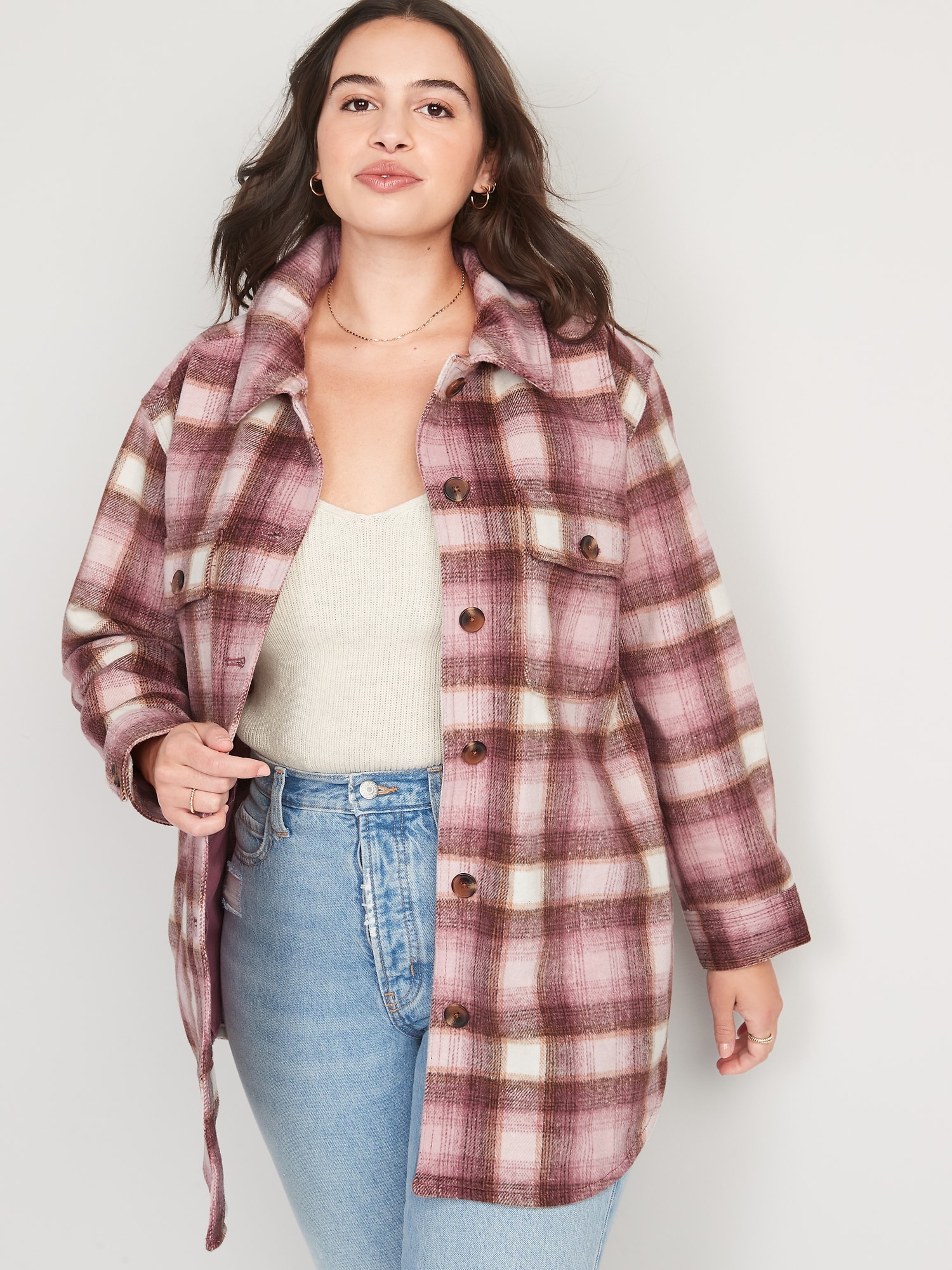 Plaid Soft-Brushed Utility Shacket for Women | Old Navy
