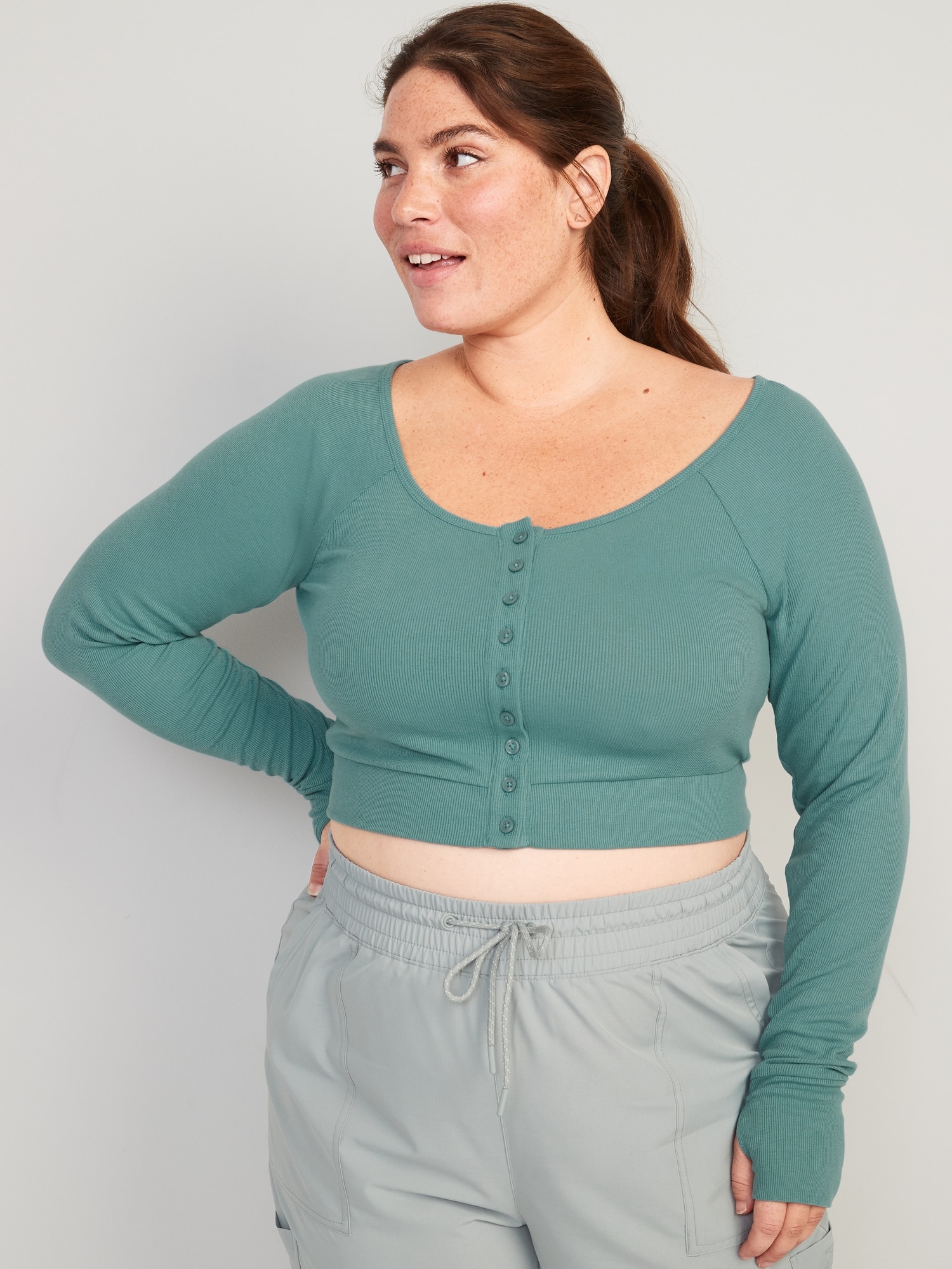 Long-Sleeve UltraLite Rib-Knit Ultra-Cropped Cardigan Top | Old Navy