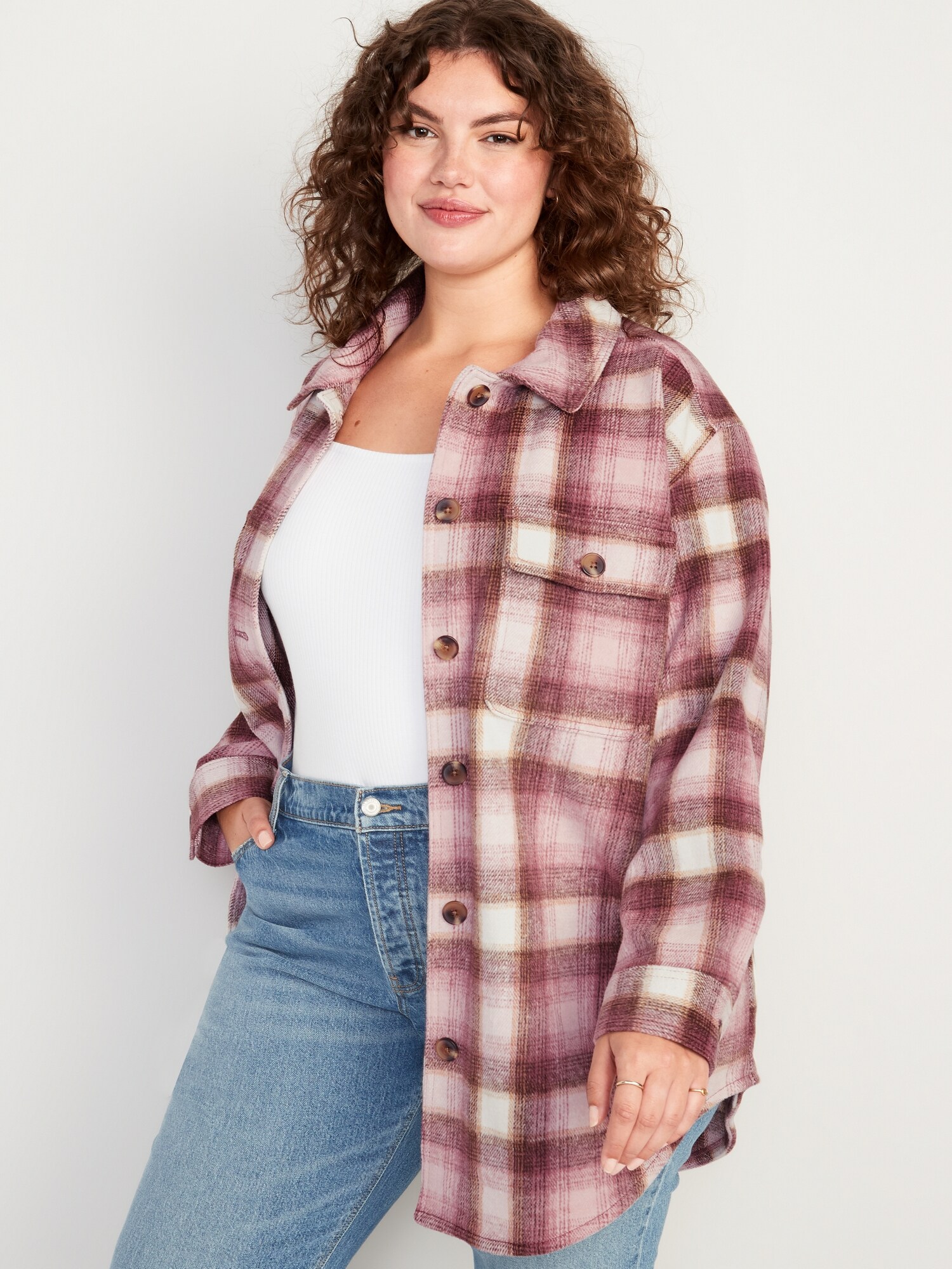Plaid Soft-Brushed Utility Shacket for Women | Old Navy