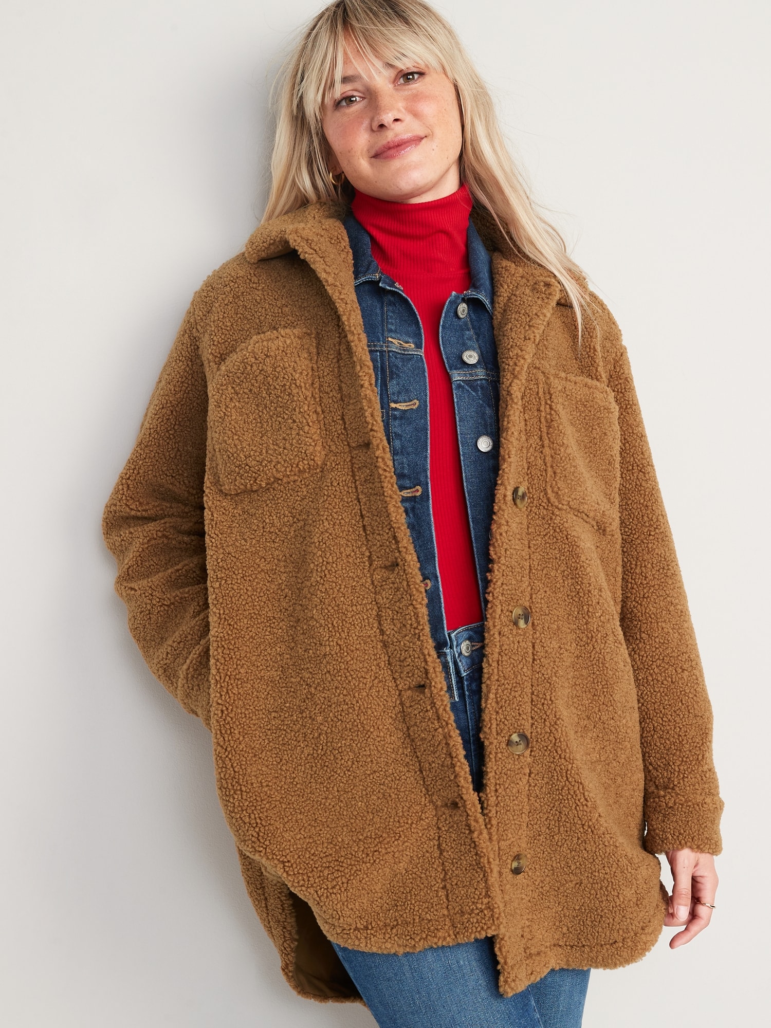 Cozy Sherpa Shacket for Women | Old Navy