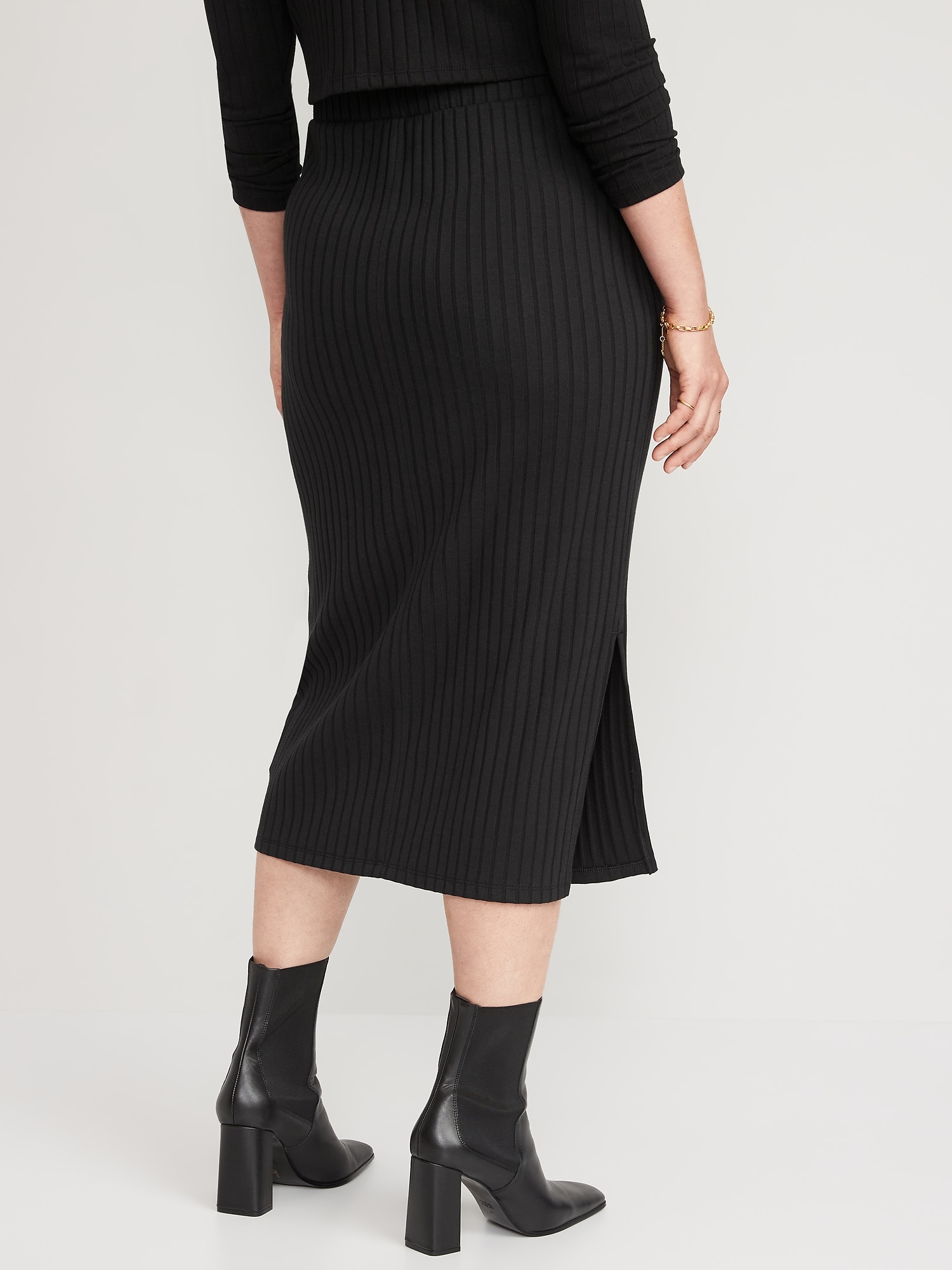 Fitted Rib-Knit Midi Skirt | Old Navy