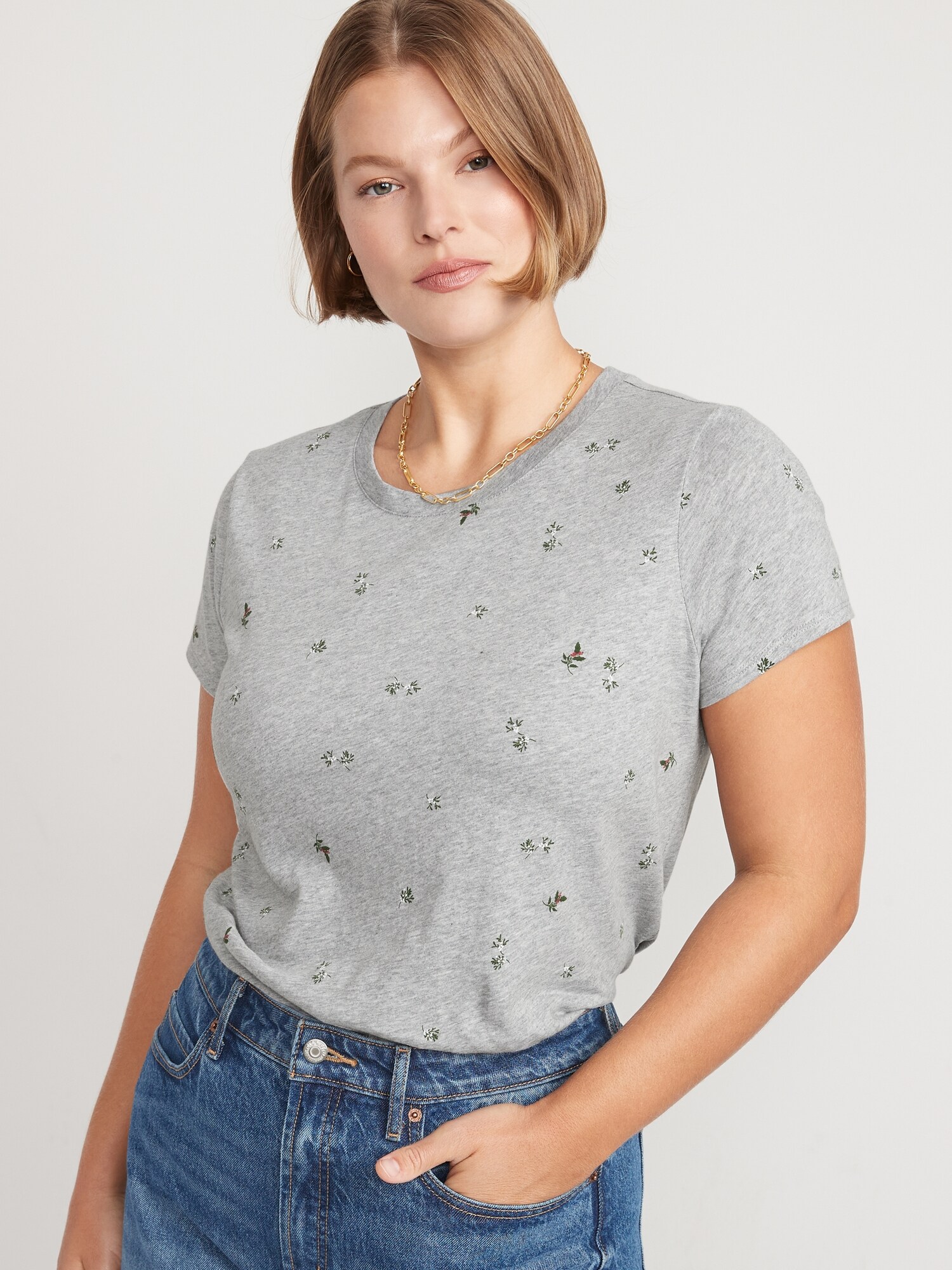 EveryWear Heathered Holiday Printed T-Shirt for Women | Old Navy