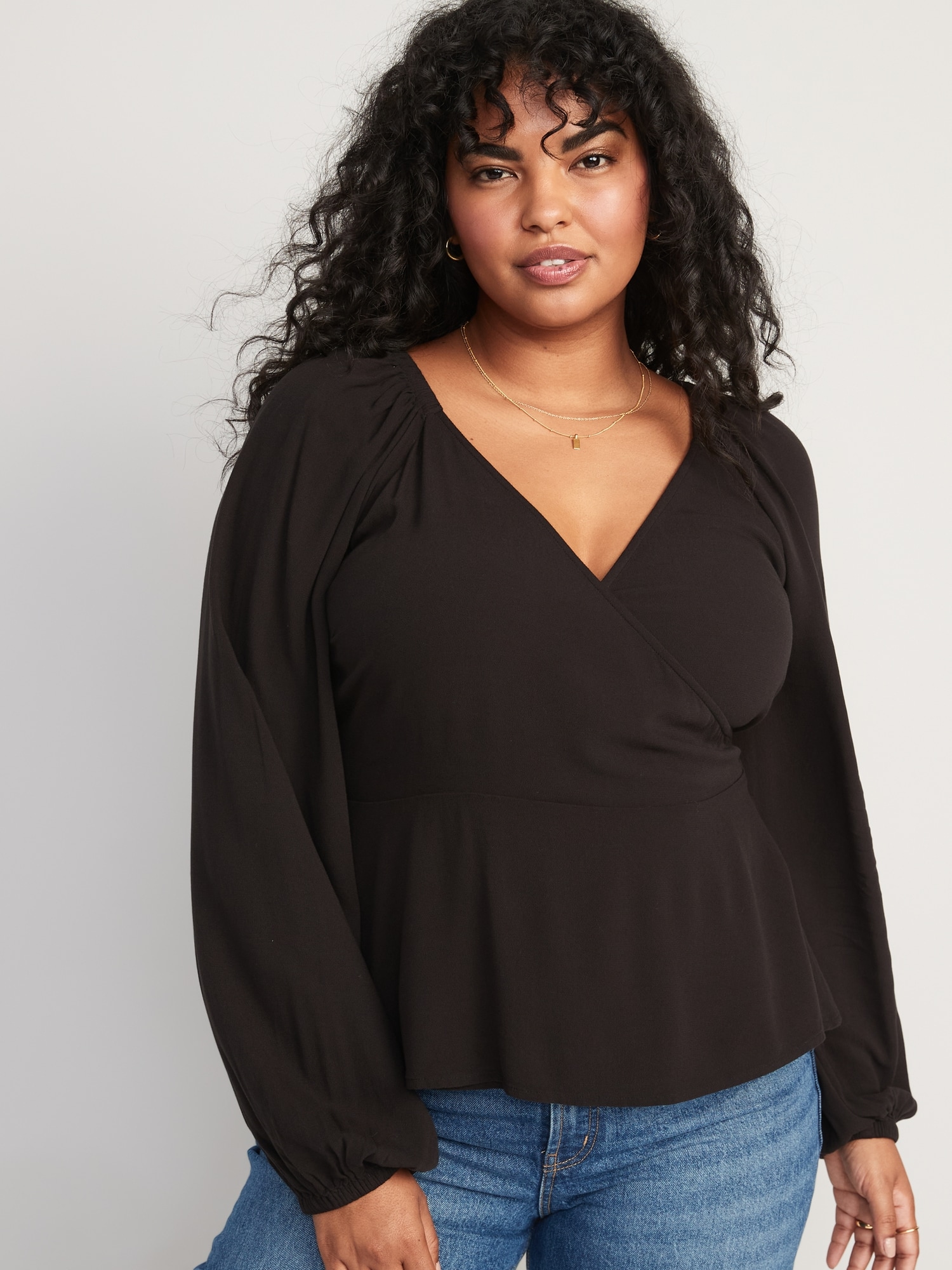 Puff-Sleeve Smocked Wrap Blouse | Old Navy