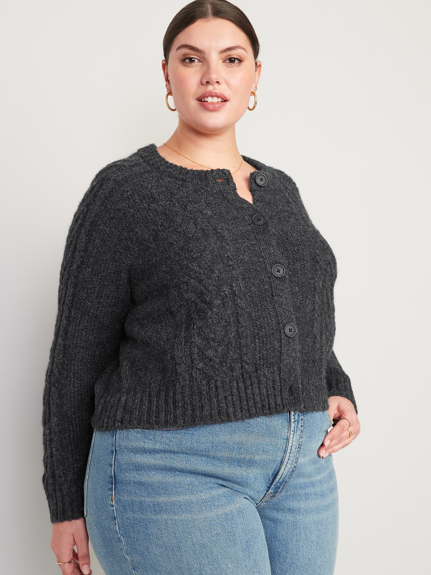 Heathered Cable-Knit Cardigan Sweater | Old Navy