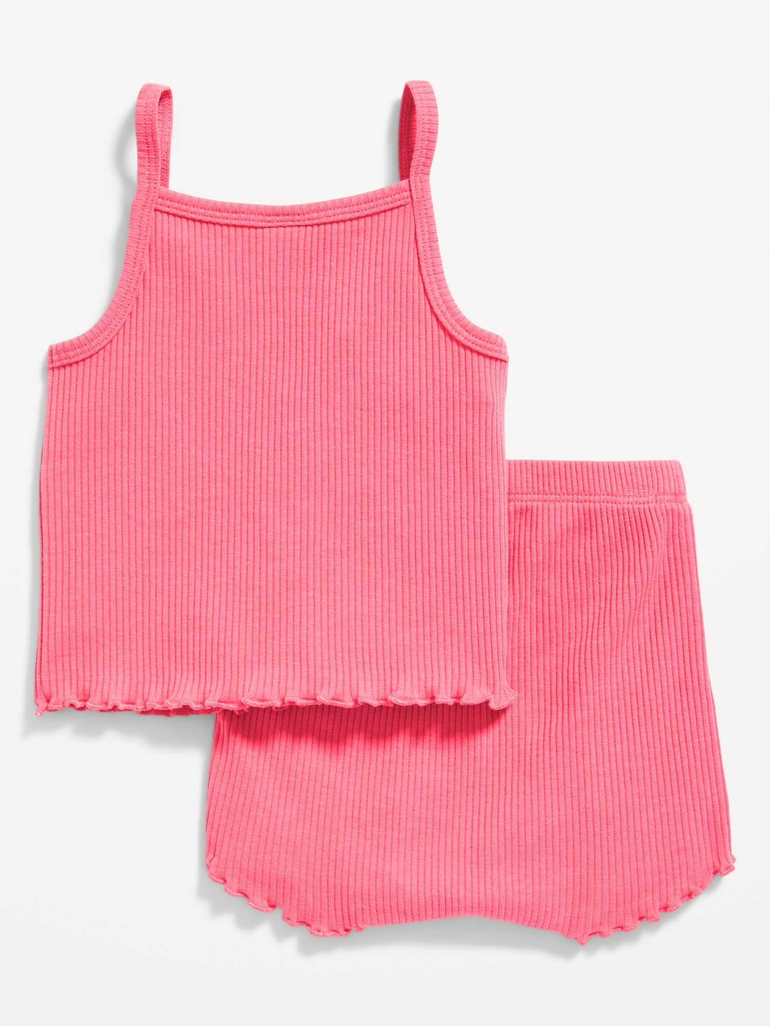 Rib-Knit Lettuce-Edge Cami & Shorts Set for Baby | Old Navy