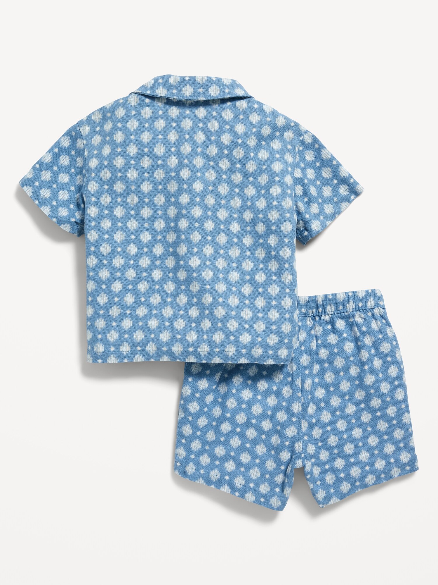 Matching Short-Sleeve Printed Linen-Blend Shirt & Shorts Set for Baby ...