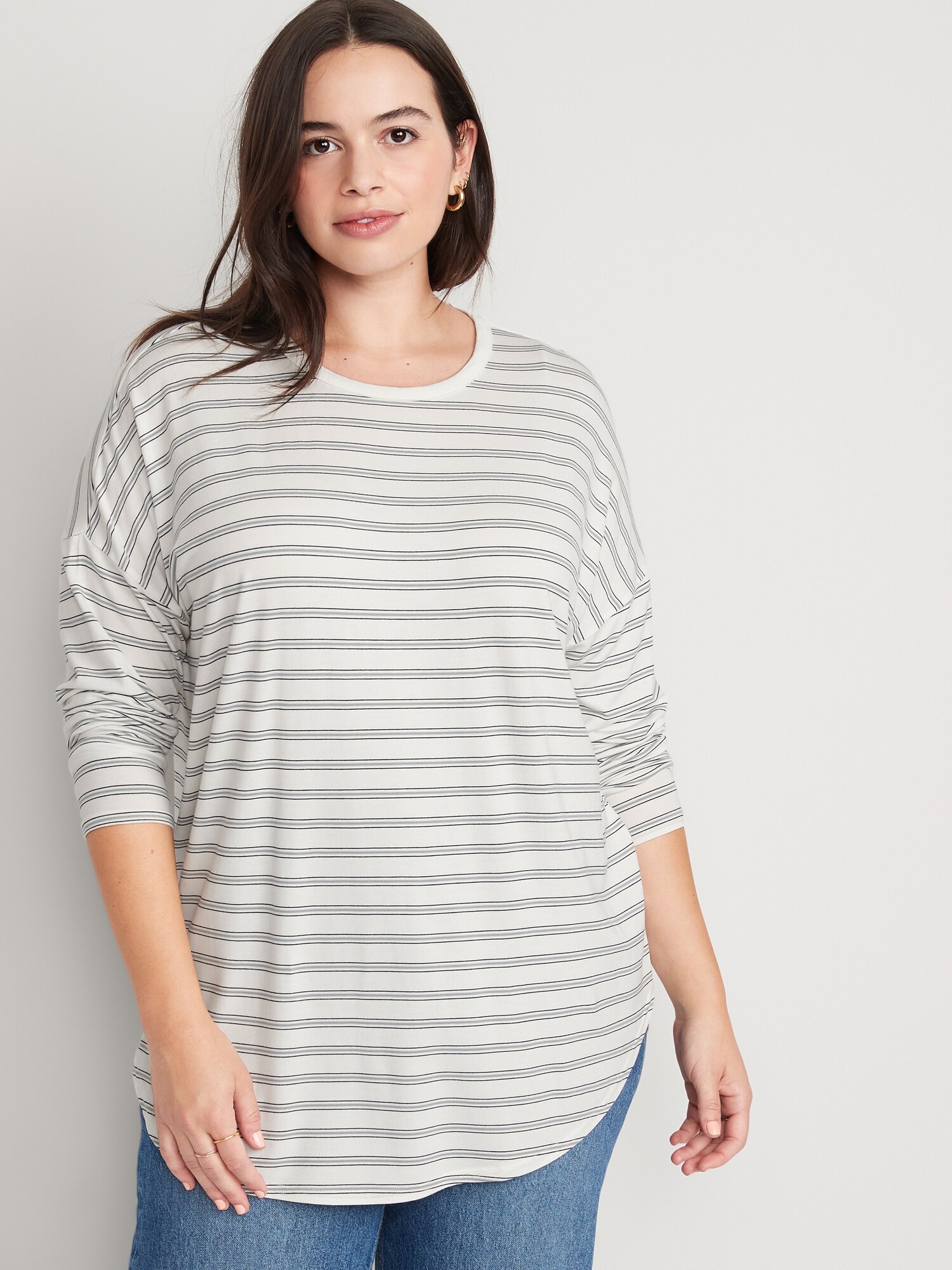 Long-Sleeve Luxe Striped Tunic T-Shirt | Old Navy