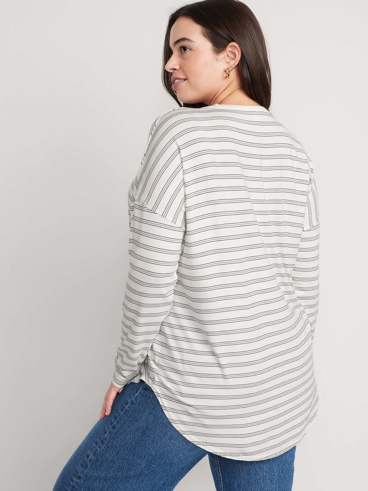 Long-Sleeve Luxe Striped Tunic T-Shirt | Old Navy