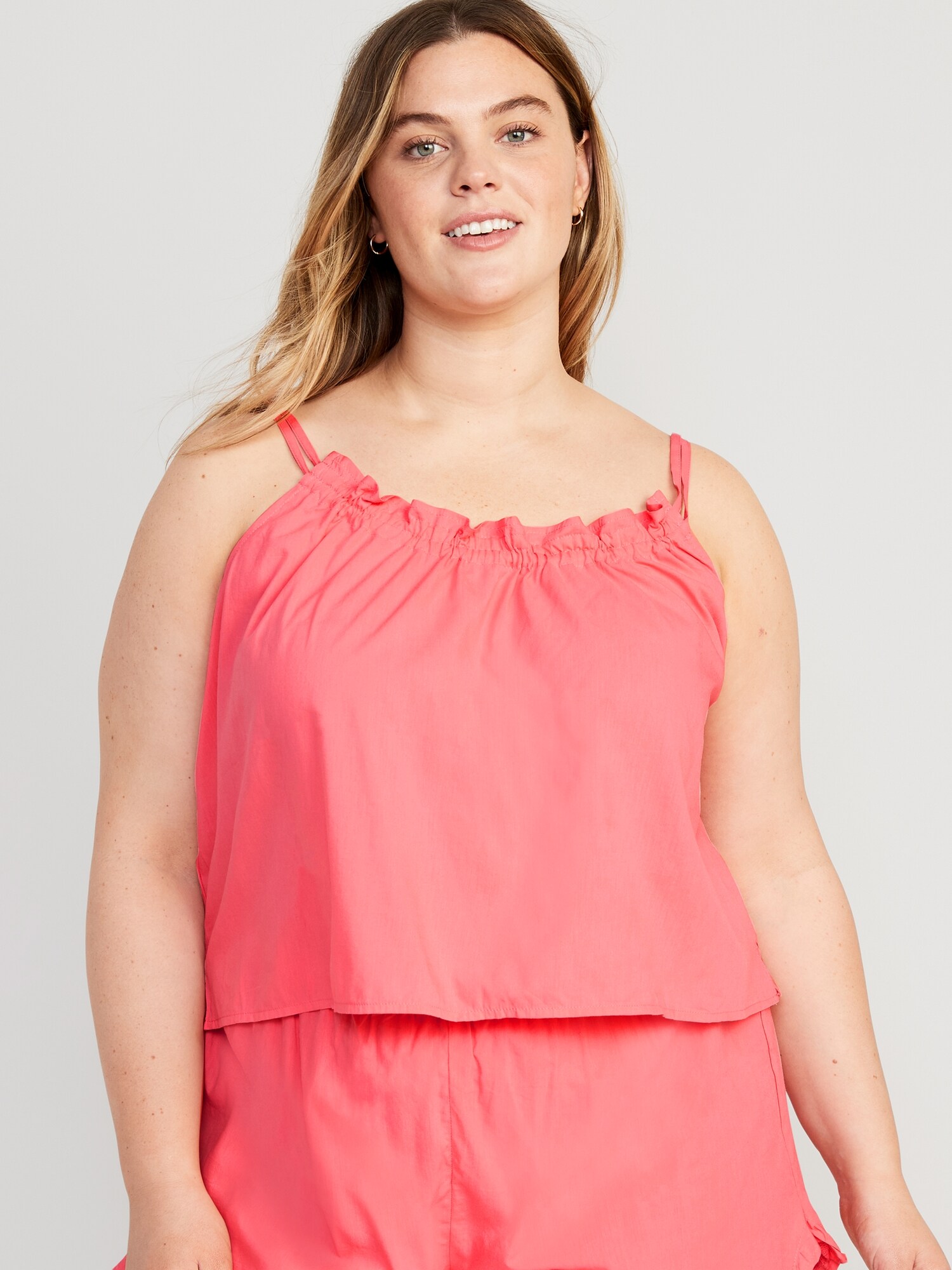 Ruffle-Trimmed Double-Strap Cami Pajama Top | Old Navy