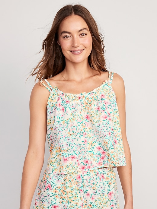 Ruffle-Trimmed Double-Strap Cami Pajama Top | Old Navy