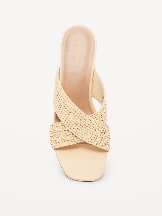 Square-Toe Braided Straw Cross-Strap Mule Sandals for Women | Old Navy