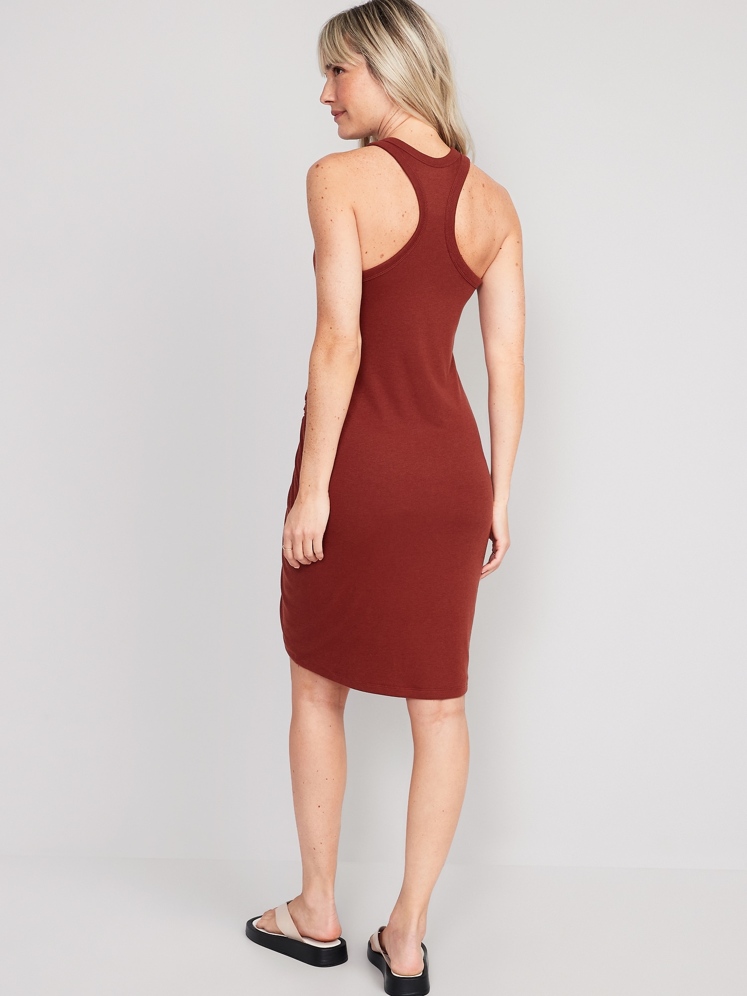 UltraLite Racerback Rib-Knit Ruched Dress | Old Navy