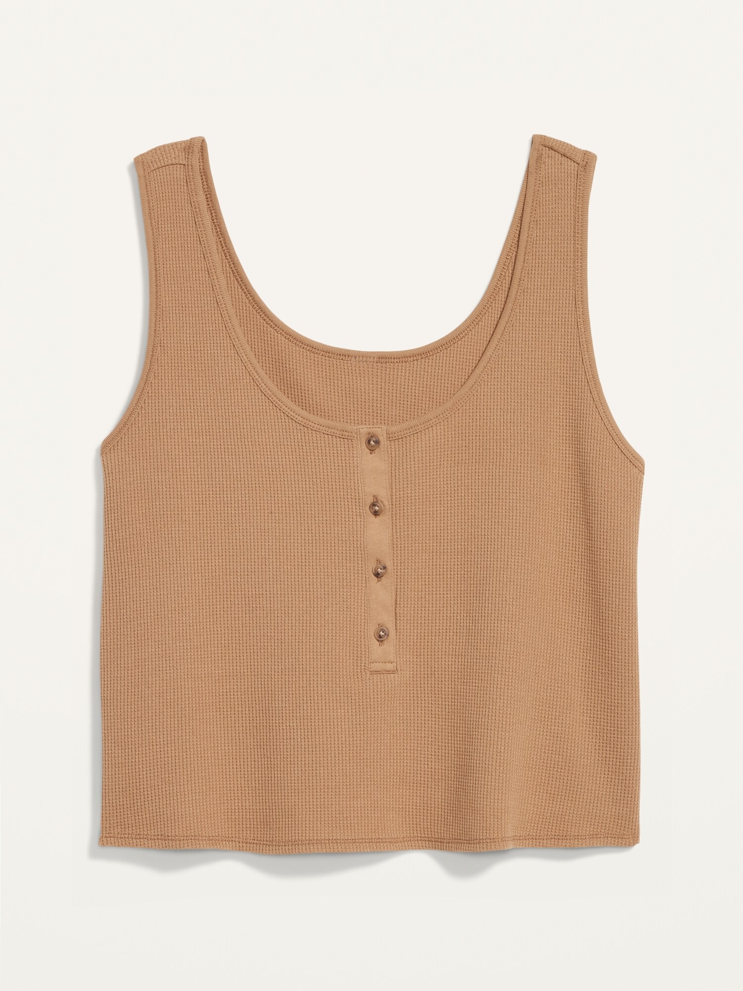 Thermal-Knit Cropped Henley Tank Top | Old Navy