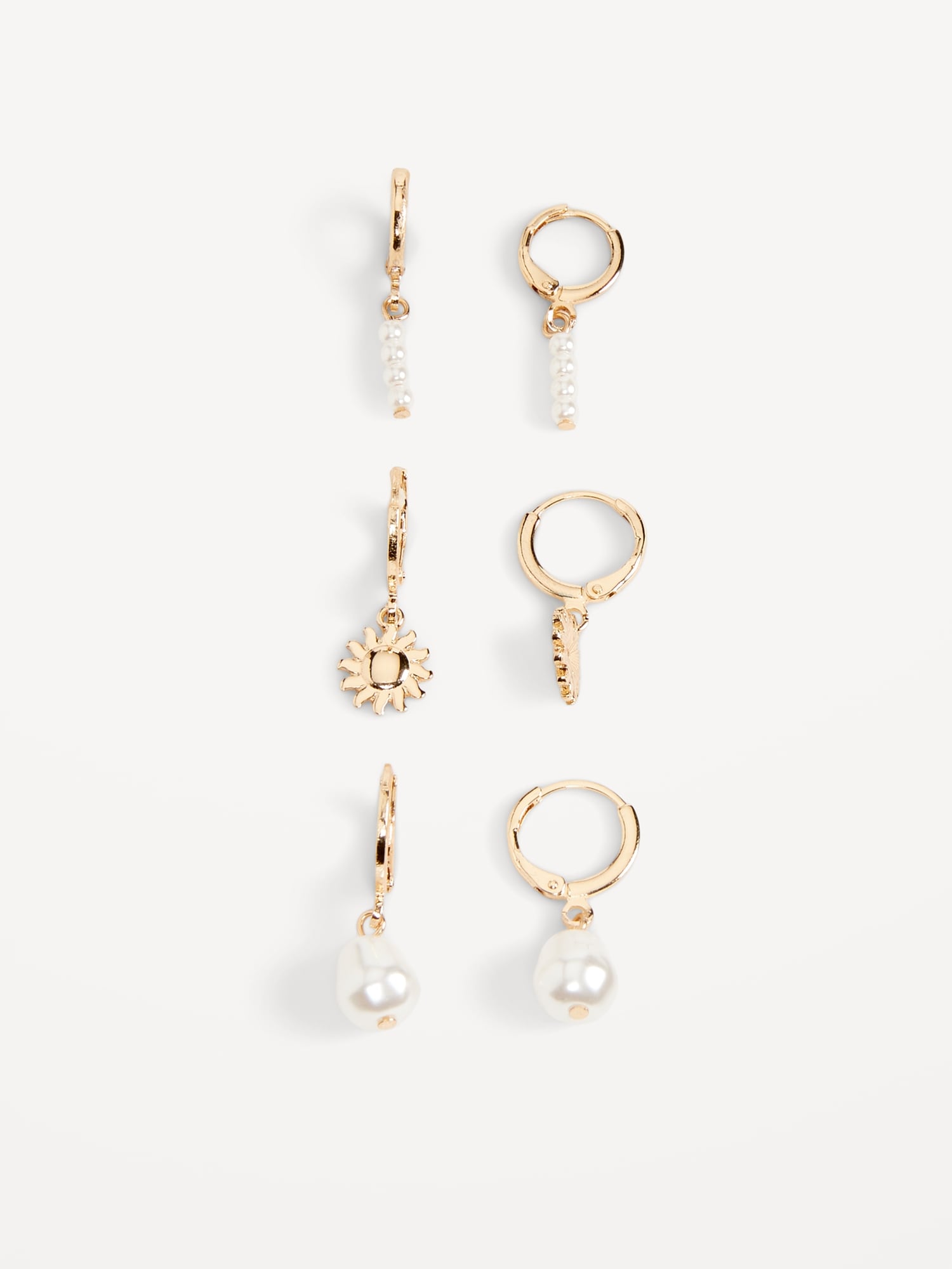 Gold-Plated Dangling Huggie Hoop Earring Variety 3-Pack for Women | Old ...