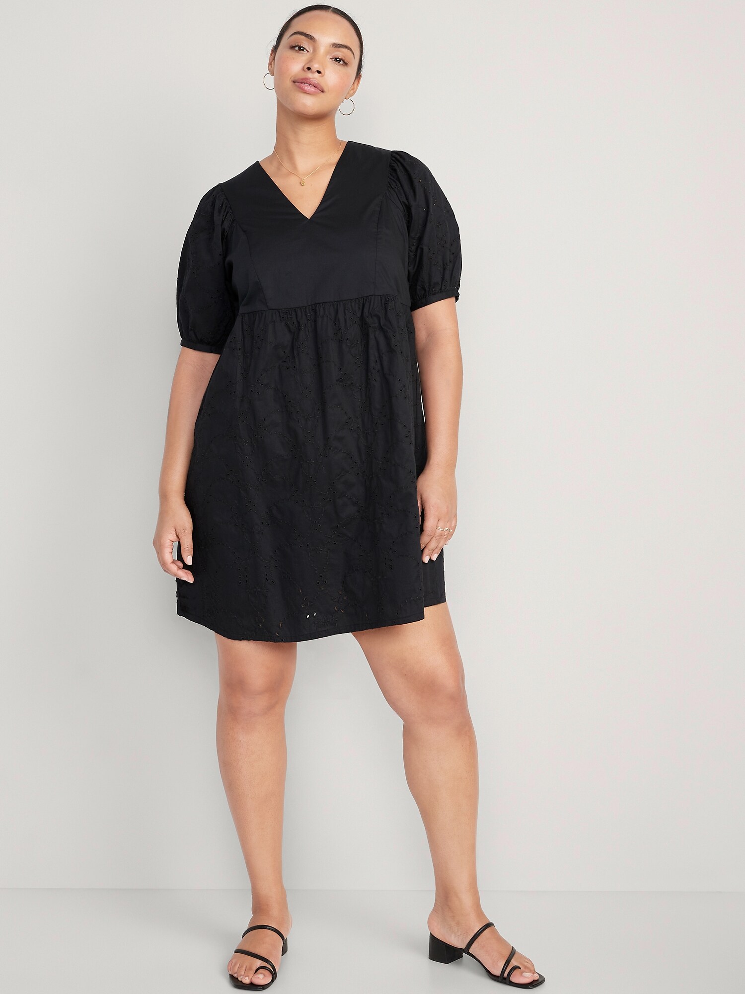 V-Neck Eyelet Mini Dress | Old Navy