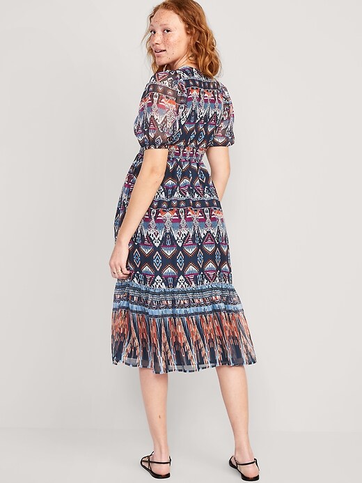 Waist-Defined V-Neck Midi Dress | Old Navy