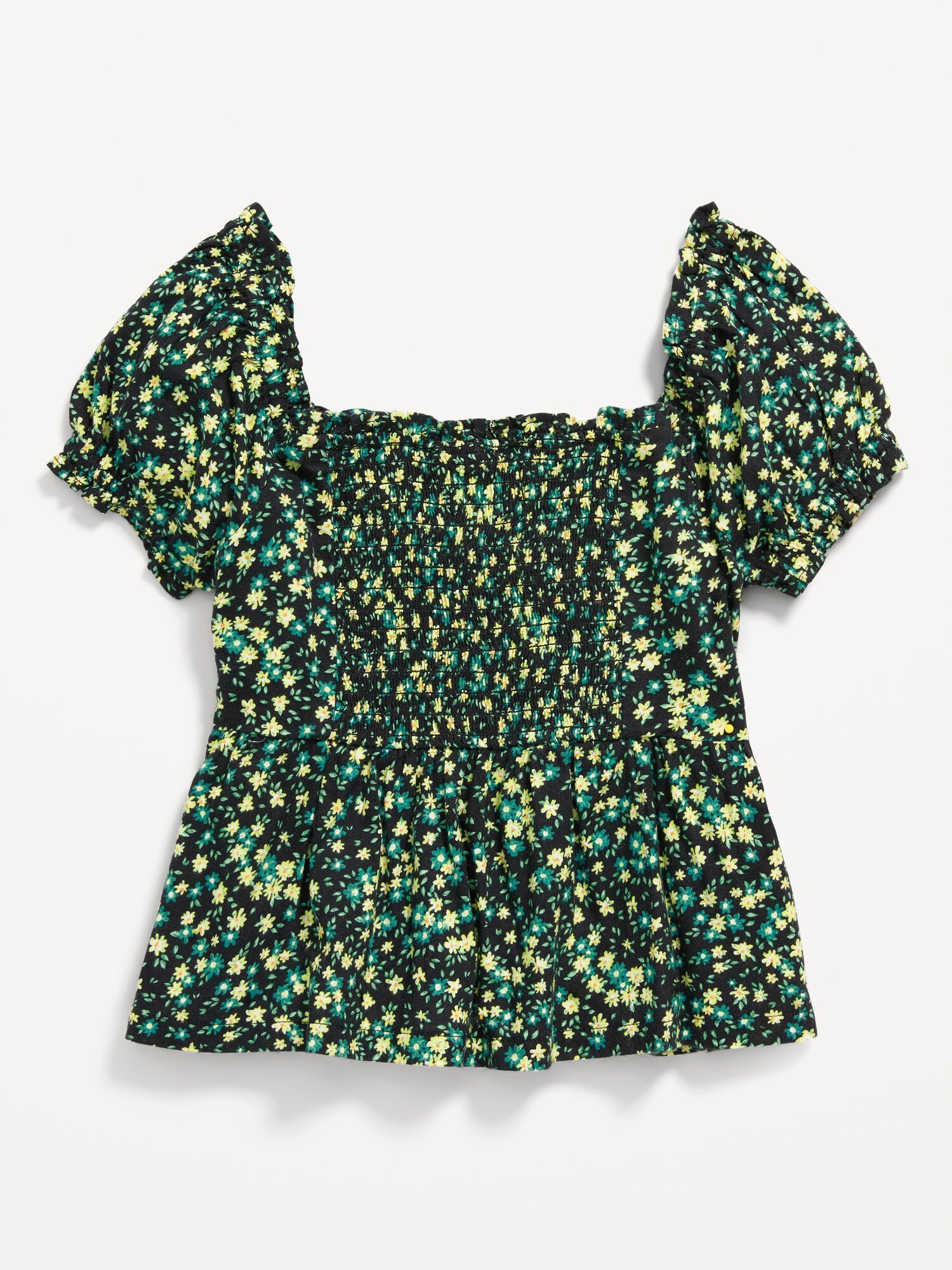 Printed Short Puff-Sleeve Smocked Top for Girls | Old Navy