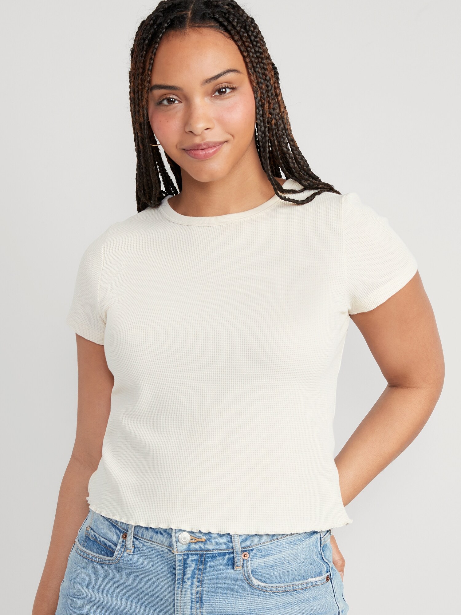Lettuce Edge Thermal Knit Crop T Shirt Old Navy