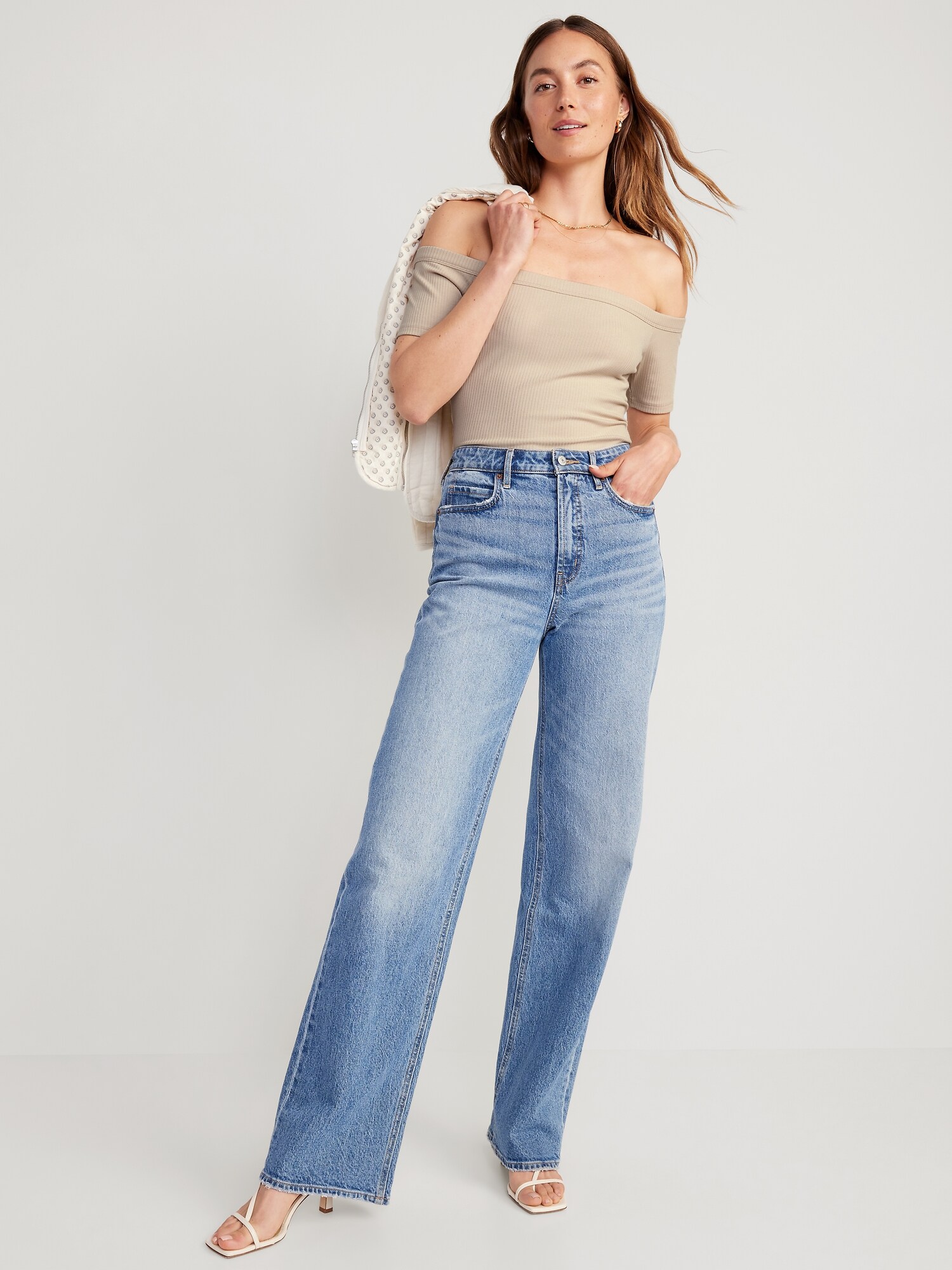 Fitted Off-The-Shoulder T-Shirt | Old Navy