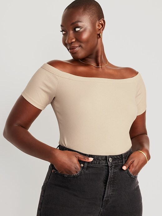 Fitted Off-The-Shoulder T-Shirt | Old Navy