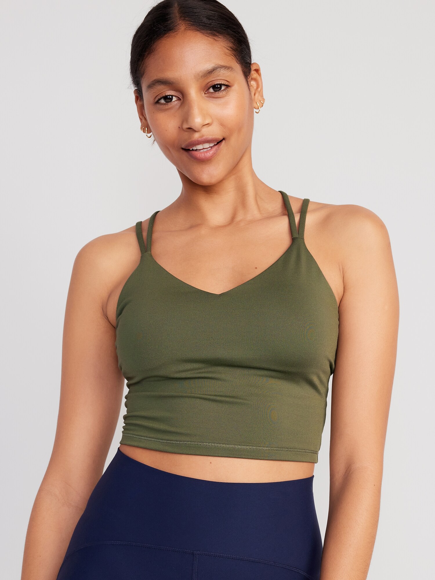 Light Support PowerPress Strappy Longline Sports Bra For Women XS 4X