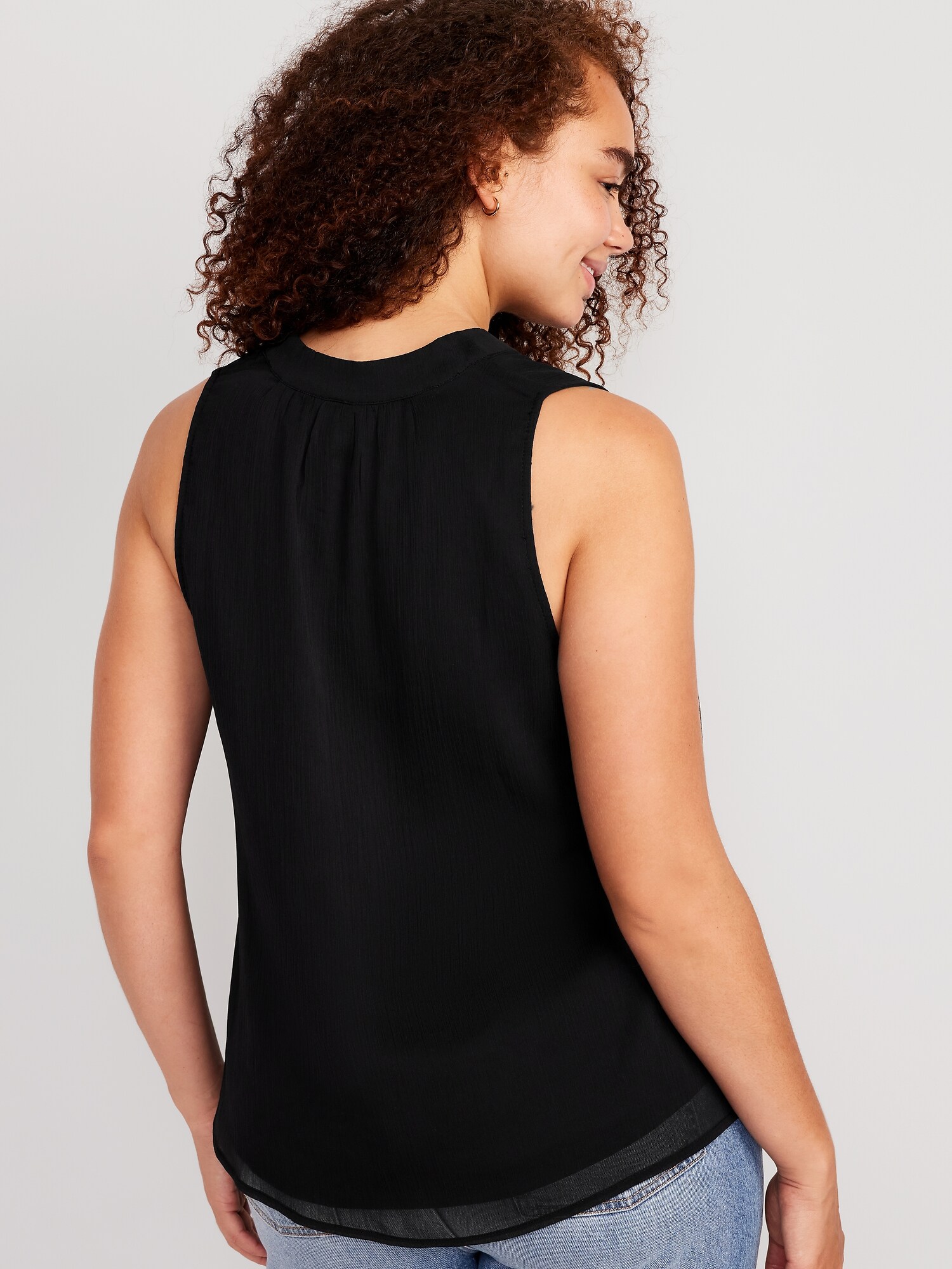 High Neck Bow-Front Chiffon Top | Old Navy