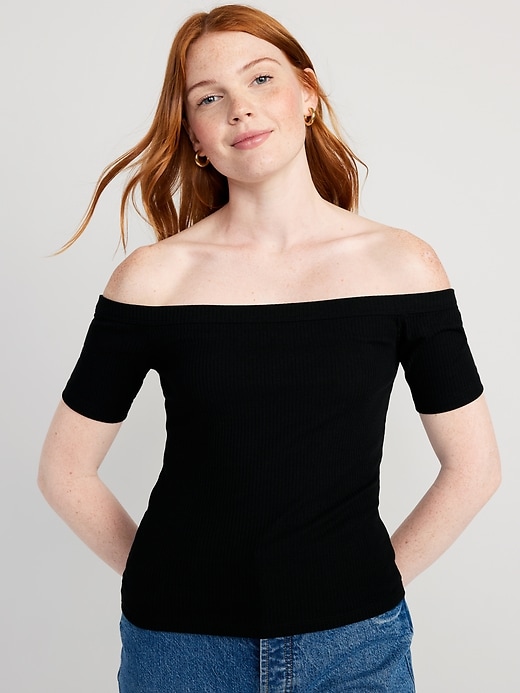 Fitted Off-The-Shoulder T-Shirt | Old Navy