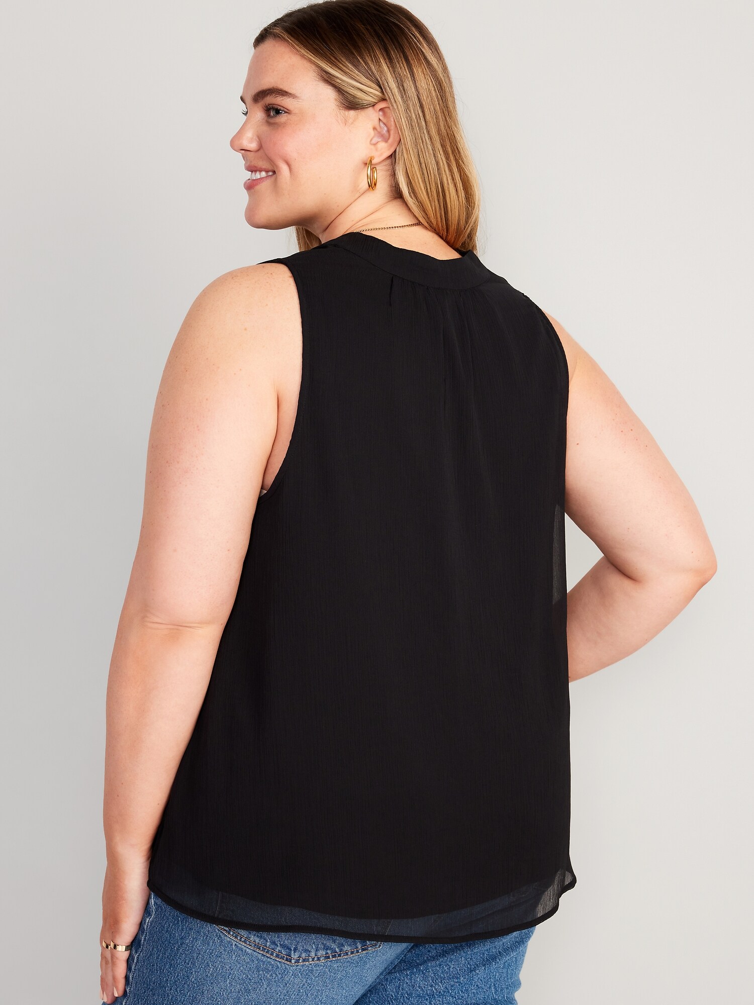 High Neck Bow-Front Chiffon Top | Old Navy