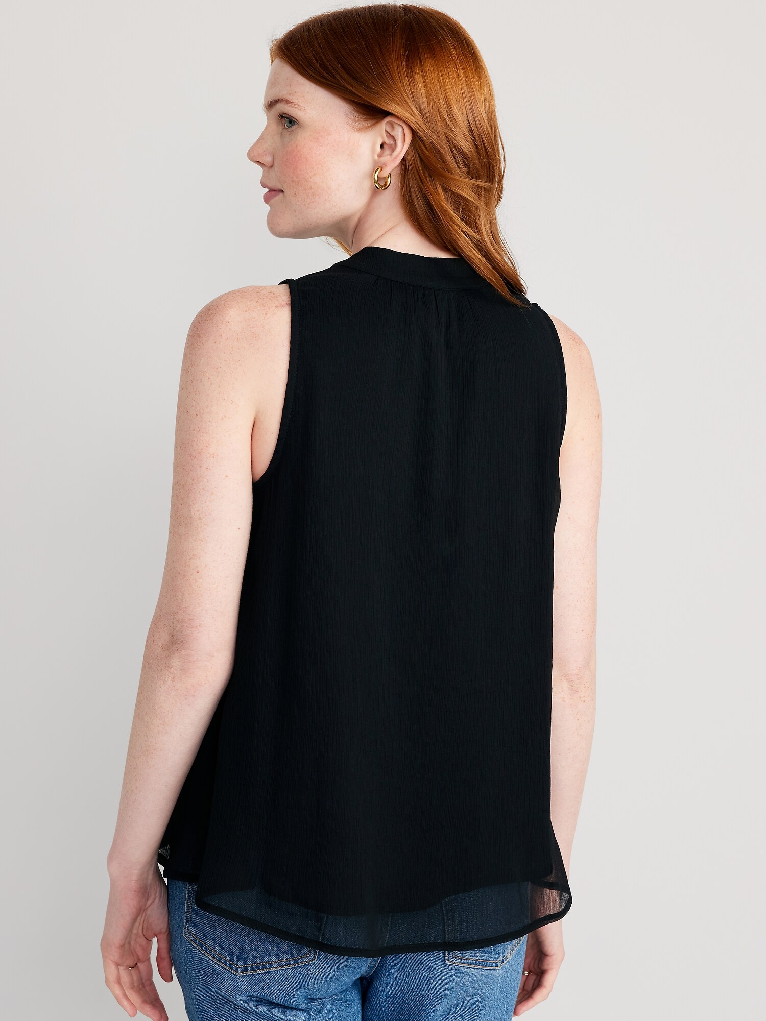 High Neck Bow-Front Chiffon Top | Old Navy