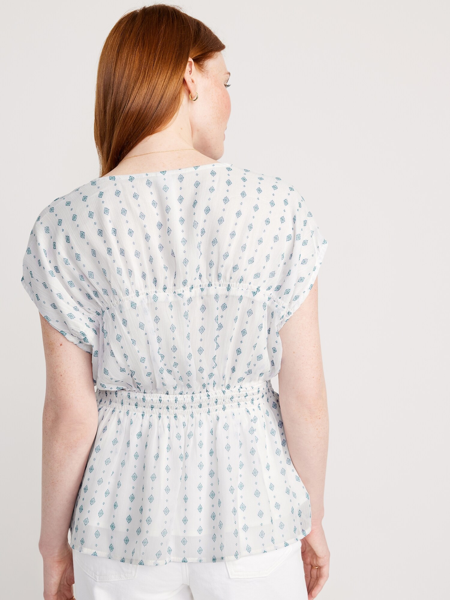 Waist-Defined Printed Dolman-Sleeve Top | Old Navy