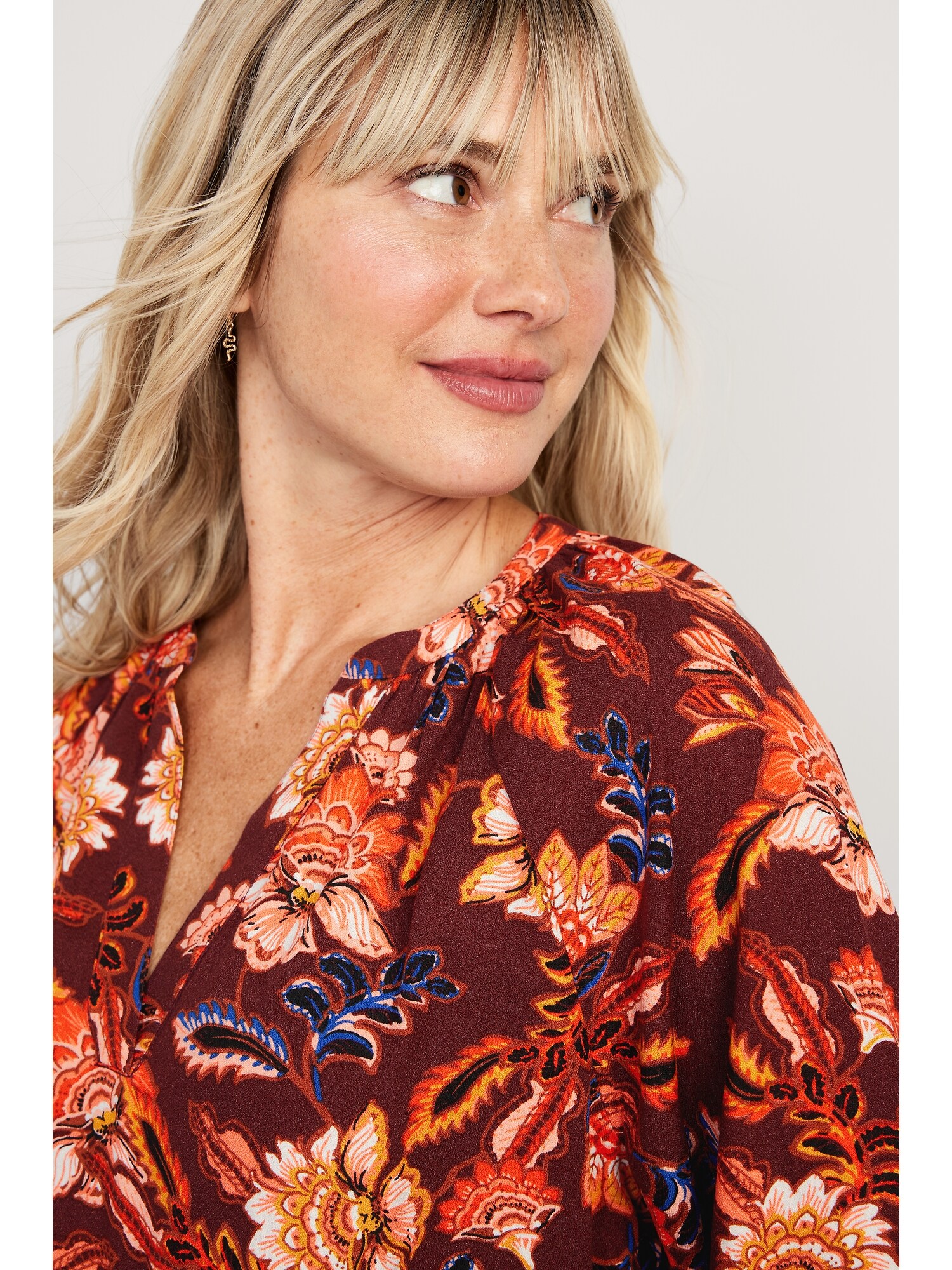 Long Sleeve Split Neck Top Old Navy