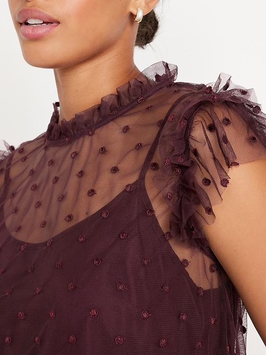 Ruffle-Trim Sheer Top | Old Navy