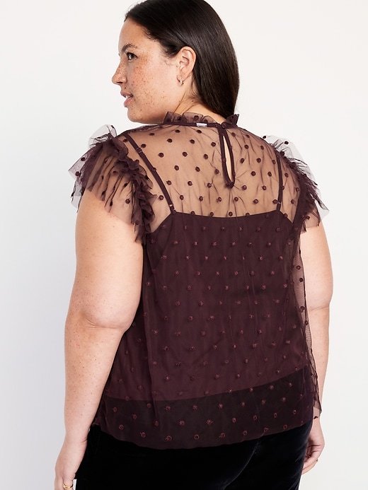 Ruffle-Trim Sheer Top | Old Navy