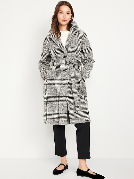 Belted Plaid Overcoat | Old Navy