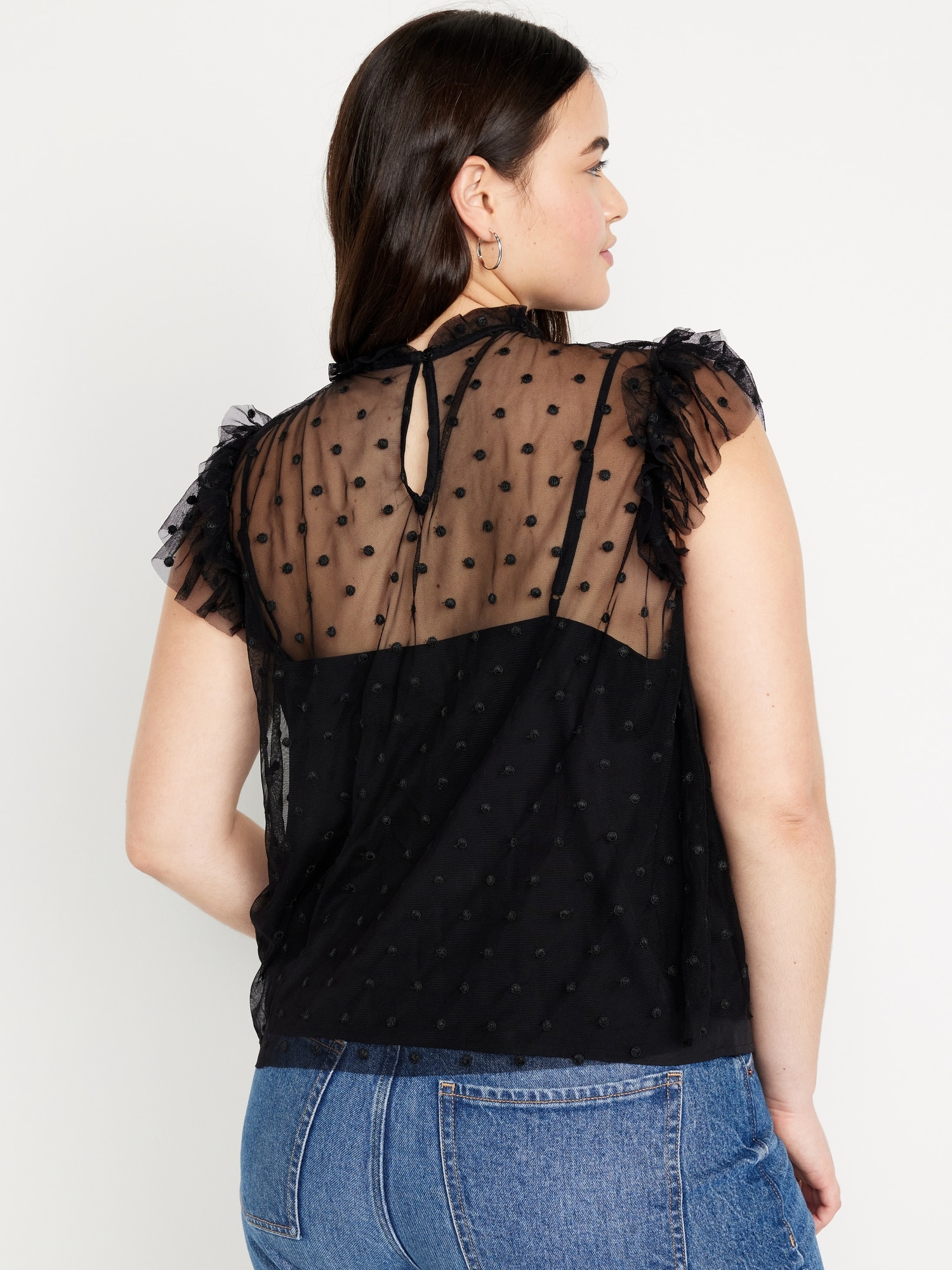 Ruffle-Trim Sheer Top | Old Navy