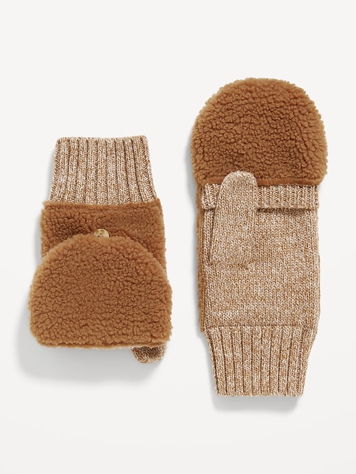 Convertible Sherpa-Trim Mittens for Women | Old Navy