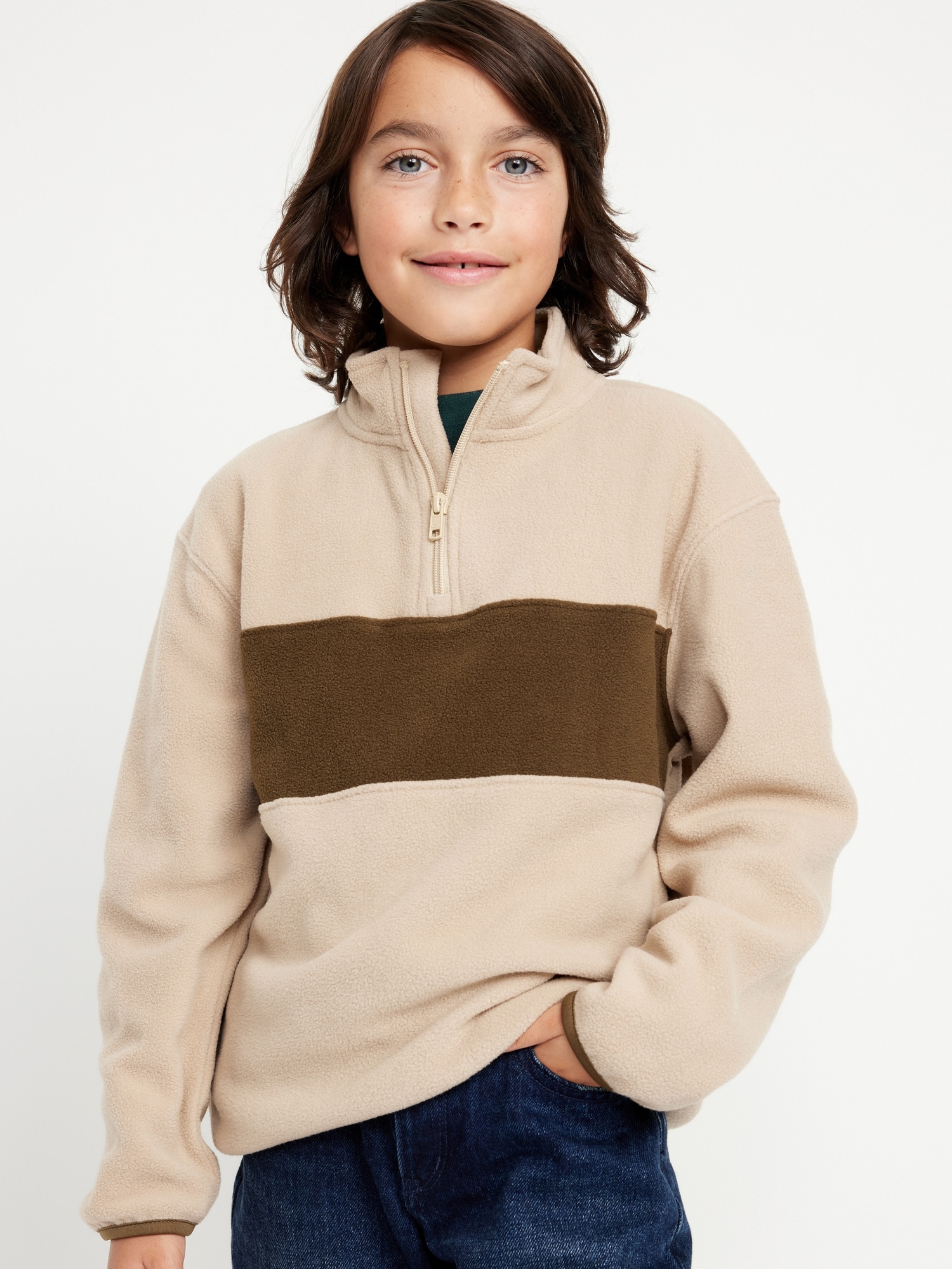 Long-Sleeve Quarter-Zip Microfleece Sweater for Boys | Old Navy
