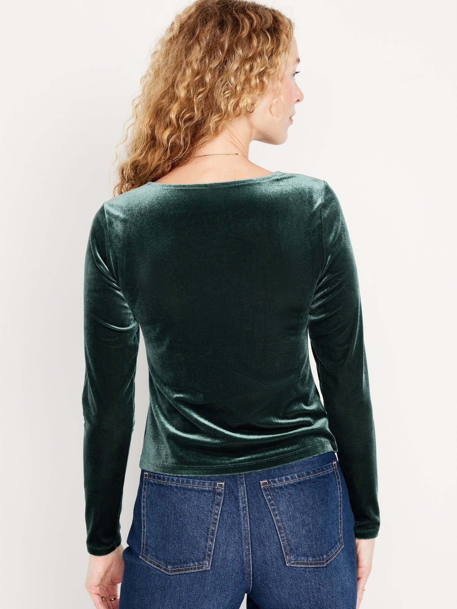 Fitted Square-Neck Velvet Top | Old Navy