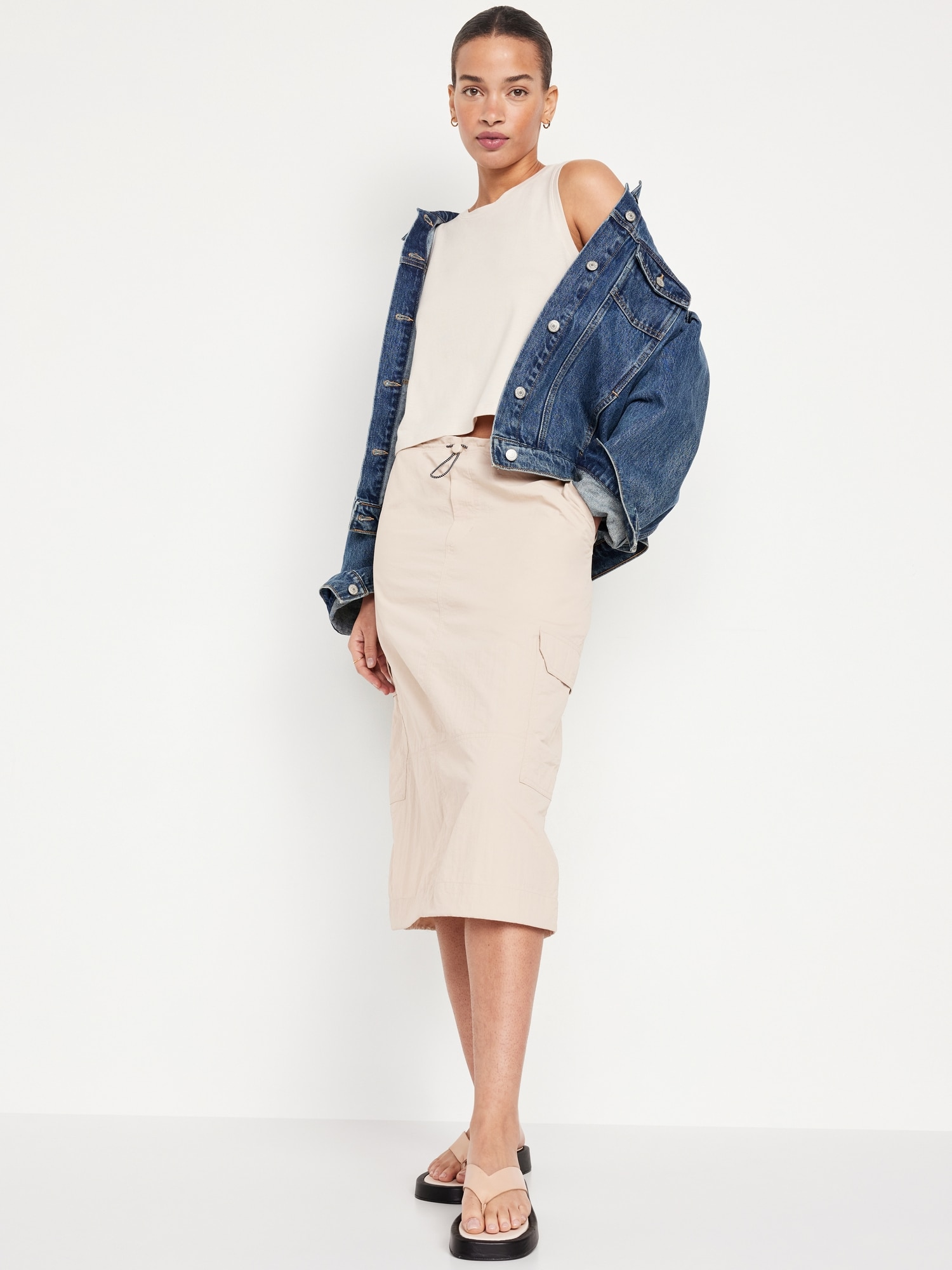 High-Waisted Utility Midi Skirt | Old Navy