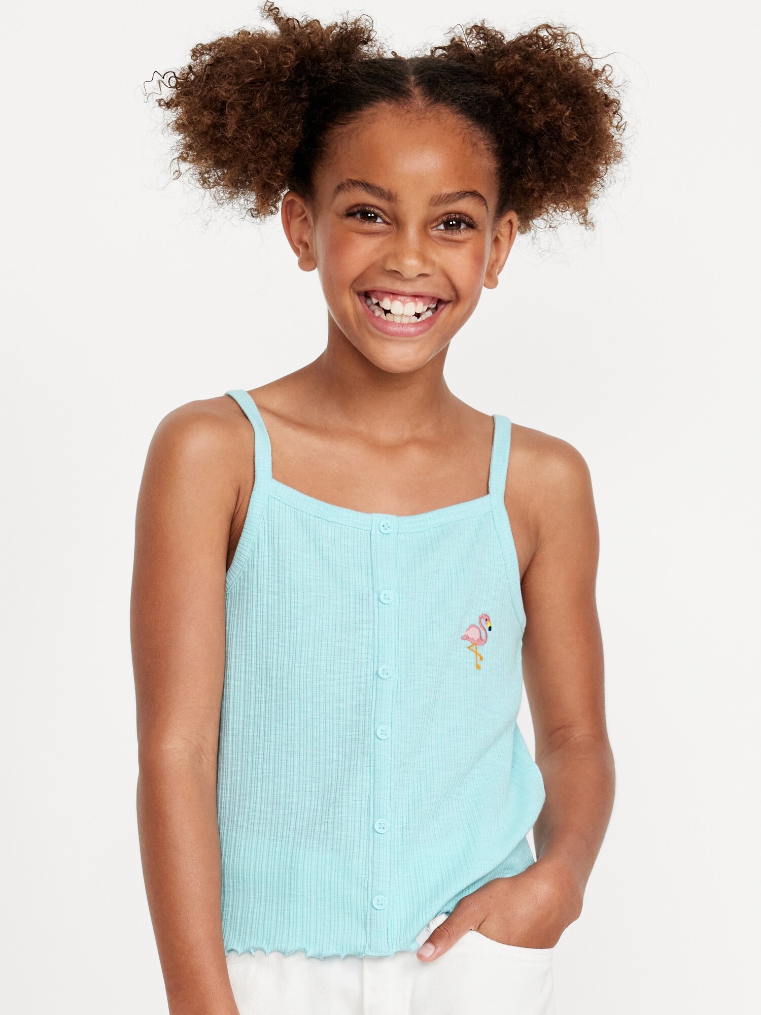 Fitted Button Front Embroidered Graphic Tank Top For Girls Old Navy Fitted Button Front Embroidered Graphic Tank Top For Girls Old Navy