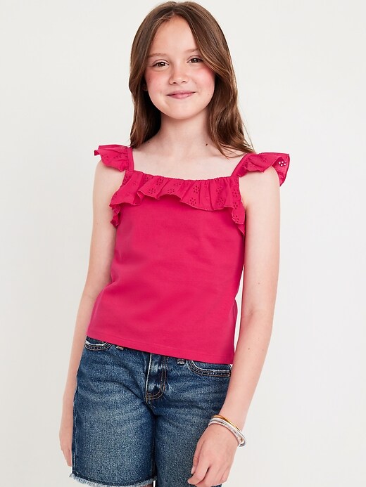 Fitted Ruffle-Trim Tank Top for Girls | Old Navy